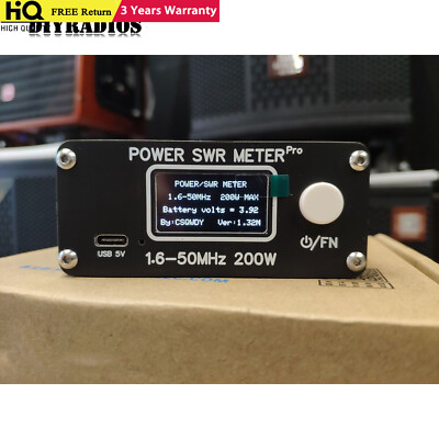 1.6-50MHz 200W Power SWR Meter Pro HF PWR SWR Meter w/ 1.29"OLED ...