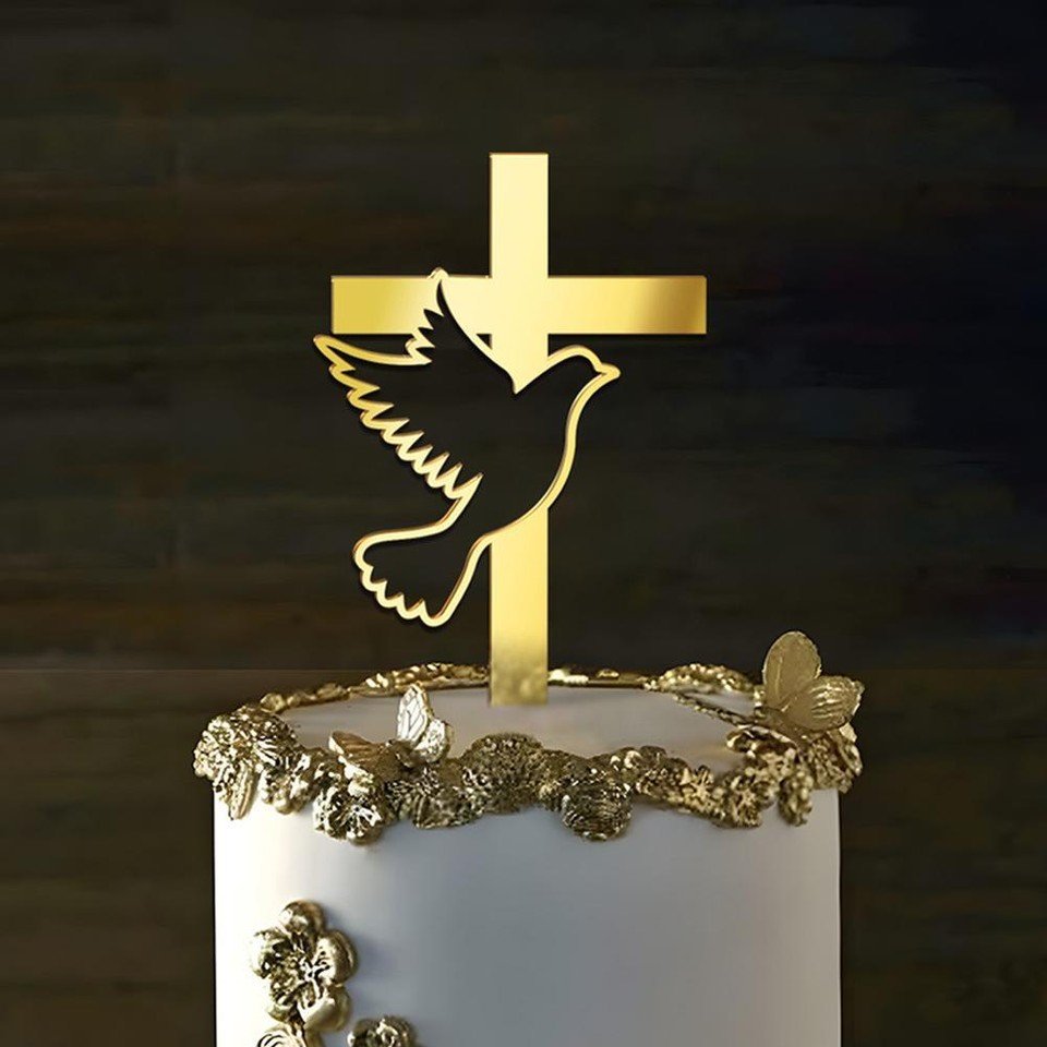Acrylic Cake Topper Dove Cross Cake Toppers Baptism Cake Decorations. т ...