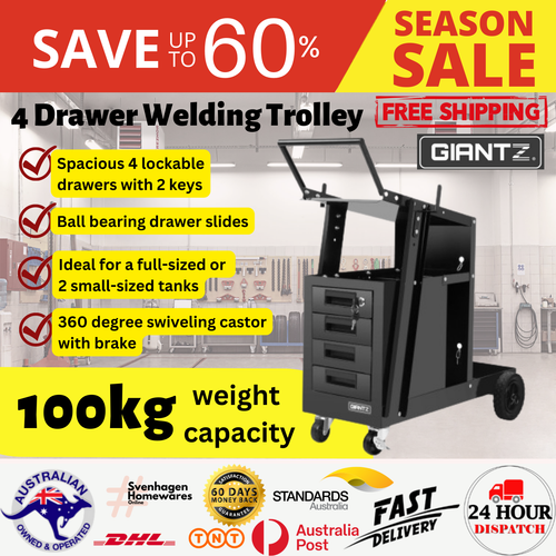 Welding Trolley Tool Box Welder Cart 100kg weight capacity 4 drawer ...