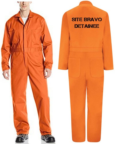 CUSTOM PRINTED Jail Inmate Prisoner Orange Jumpsuit Costume Halloween ...