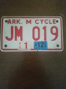 ARKANSAS Motorcycle Cycle License plate JM 019 Bike | eBay