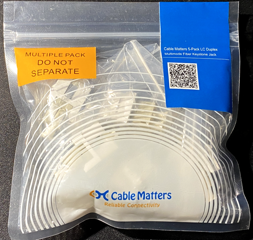 5x - LC/UPC Duplex Multi Mode Fiber Optical Coupler Keystone Jack Snap ...