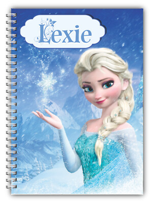 A5 PERSONALISED KIDS NOTEBOOKS, NOTE BOOK, 50 RULED PLAIN PAGES, FROZEN ...