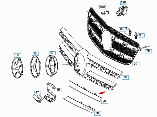 MERCEDES-BENZ GL-CLASS X166 Front Grille Left Trim A1668880085 New ...