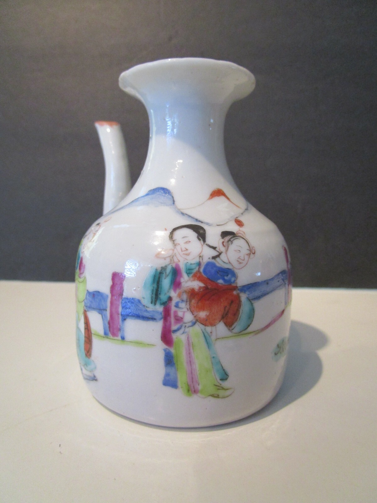 VTG...Asian Porcelain Hand Painted Soy Sauce Sake Container with Spout ...