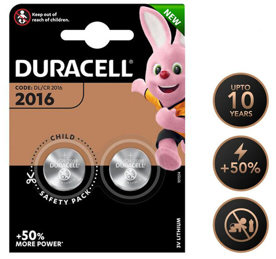 2 x Duracell CR2016 3V Lithium Coin Cell Battery 2016 DL2016 BR2016 ...