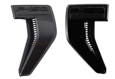 NEW OEM 21-24 Ford F150 XLT Fender Vent Badge Logos LH+RH BLACK ...