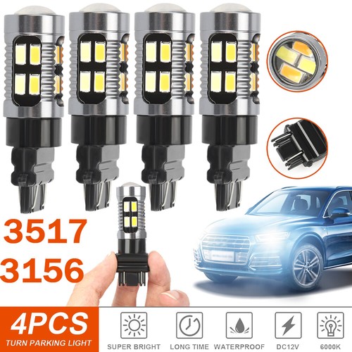 4X 3157 3156 LED Turn Signal DRL Light Bulbs Switchback 4157na 3457a ...