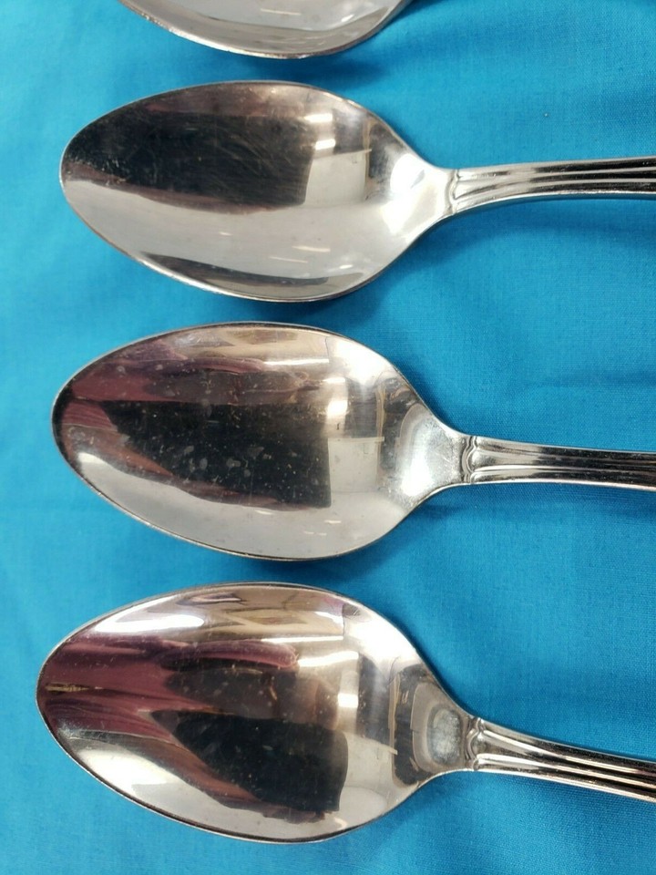6 CAMBRIDGE TENOR OVAL SOUP SPOONS 8" MIRROR GLOSSY STAINLESS FLATWARE ...