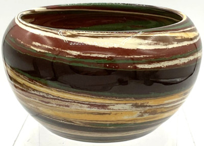Desert Sands Pottery 2.5” Bowl Yellow Green Black Brown Swirl Evans ...