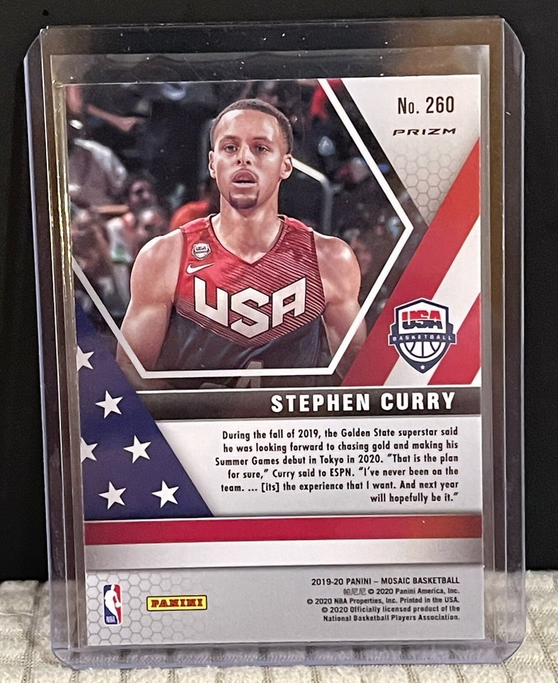 2019-20 Mosaic Basketball Steph Curry USA Reactive Orange Prizm #260 ...