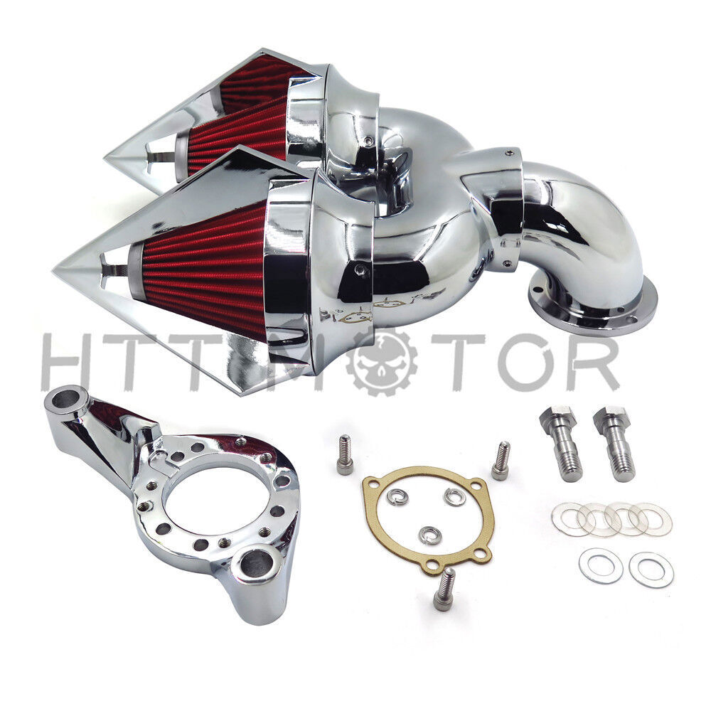 Chrome Spike Double Air Intake Cleaner Kit For Harley CV Carburetor ...