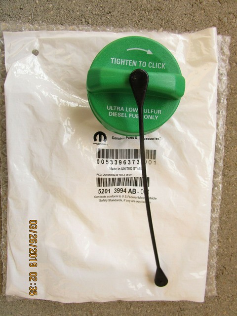 Chrysler Dodge RAM 52013994ab Diesel Fuel Gas Tank Filler Cap With ...