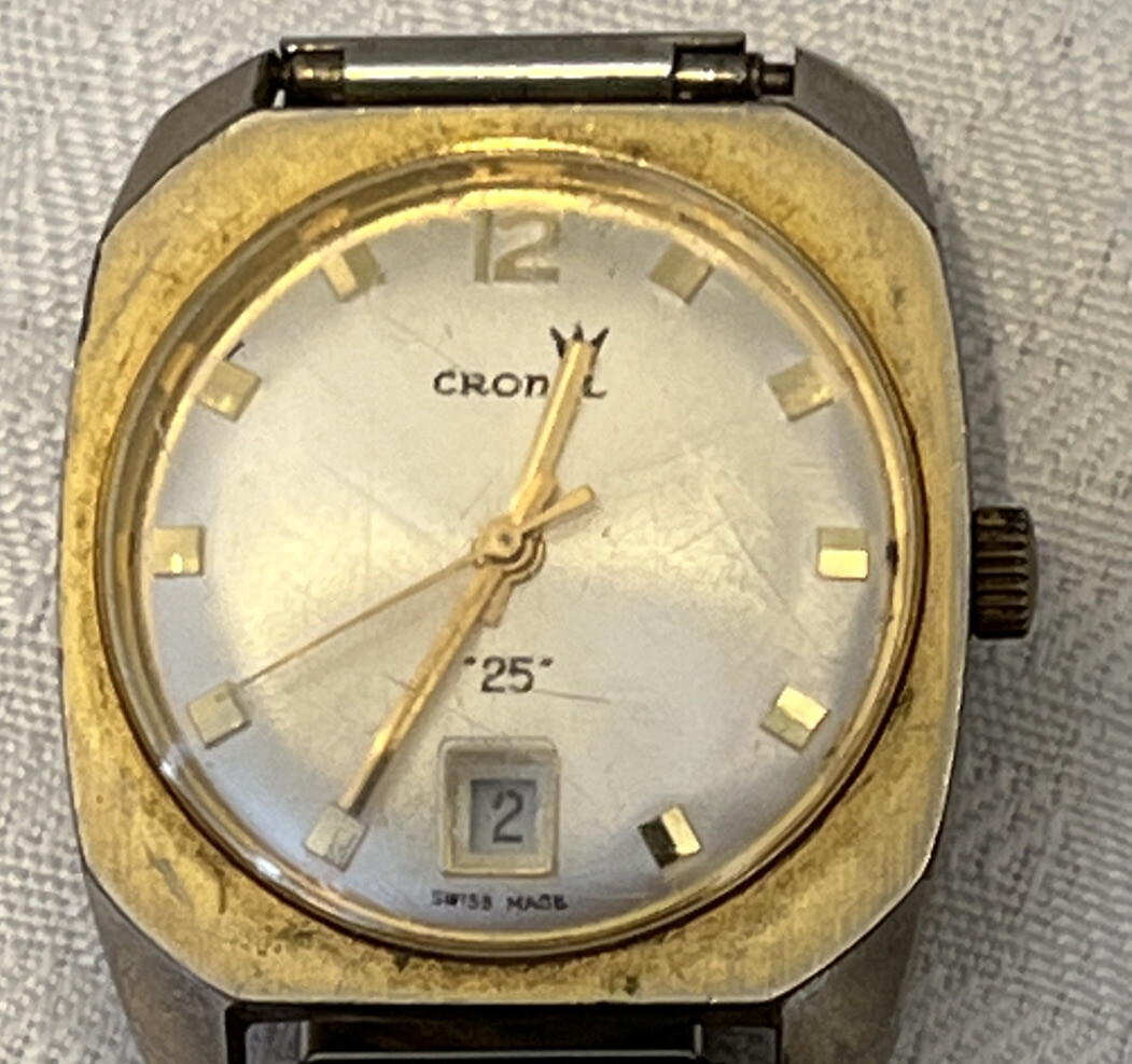 Vintage Cronel "25" Men's Mechanical Wristwatch Swiss Made With Date As ...