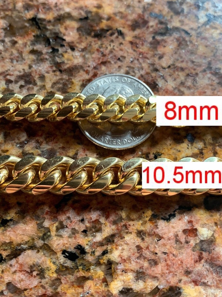 Miami Cuban Link Chain Bracelet 14k Gold Plated Solid 925 Silver Box ...