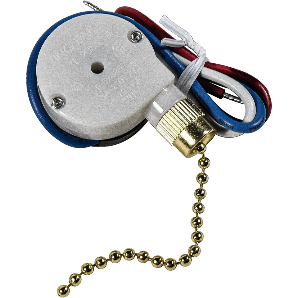 HQRP 3-Speed 4-Wire Ceiling Fan Pull Chain Light Switch 4 Pre-Installed ...