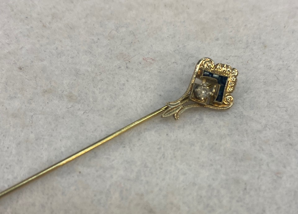 Vintage 14K Yellow Gold Solitaire Diamond/sapphire Stick Pin. DS | eBay