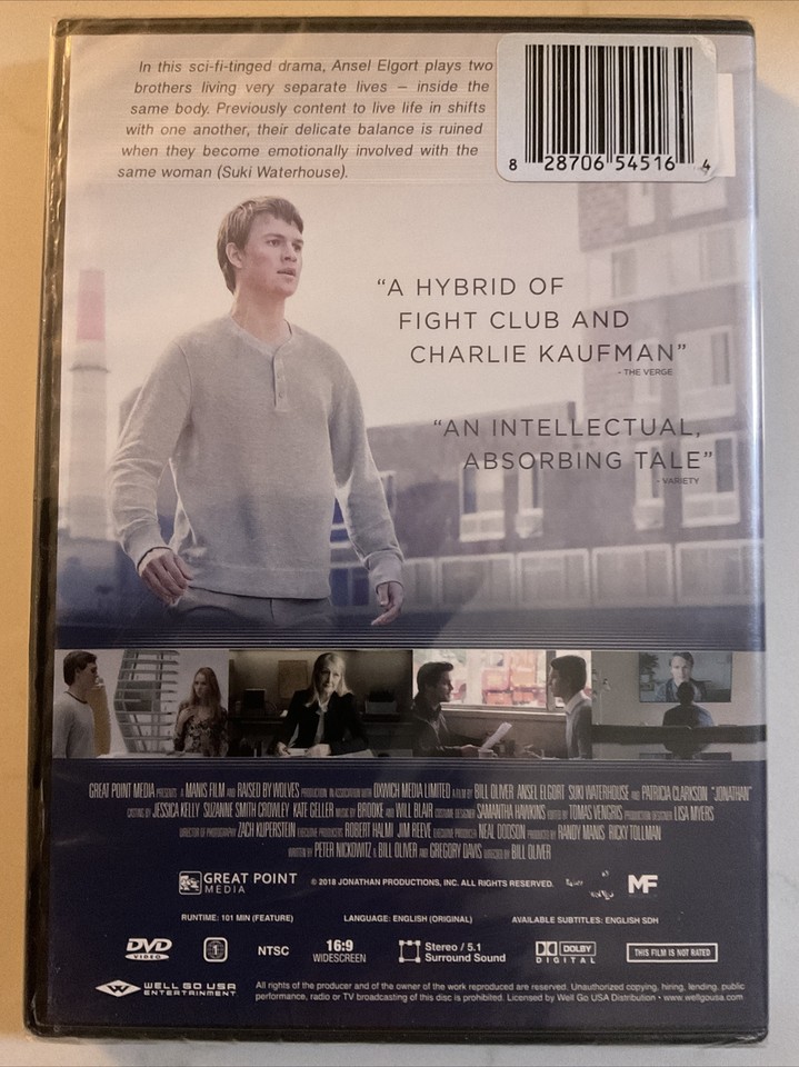 Jonathan DVD New Sealed Thriller With Ansel Elgort SHIPS QUICKLY ...