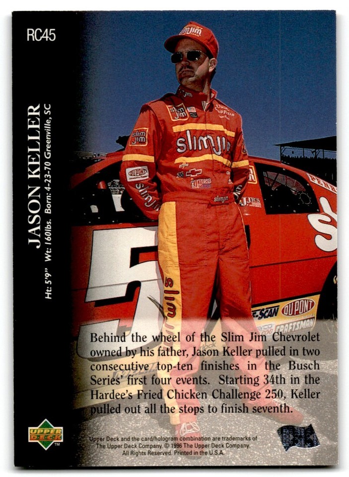 1996 Upper Deck Road to the Cup Jason Keller KEL Racing #RC45 | eBay