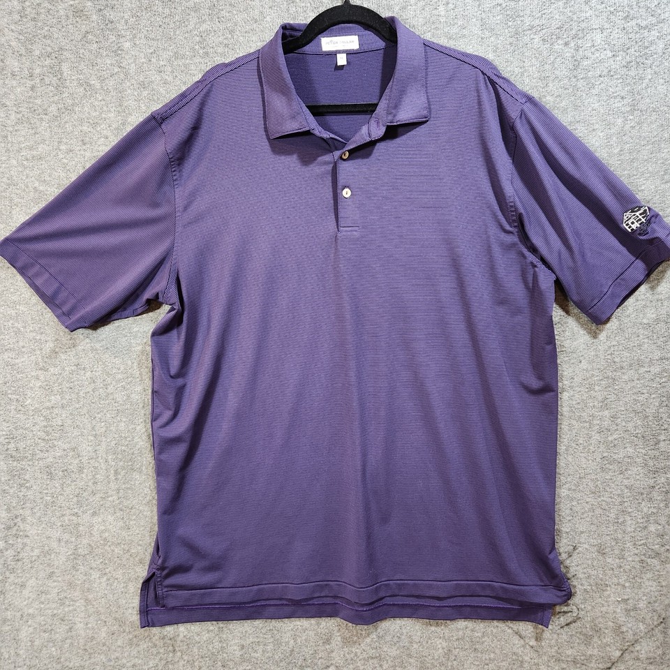 Peter Millar Polo Shirt Mens XL Purple Black Striped Summer Comfort ...