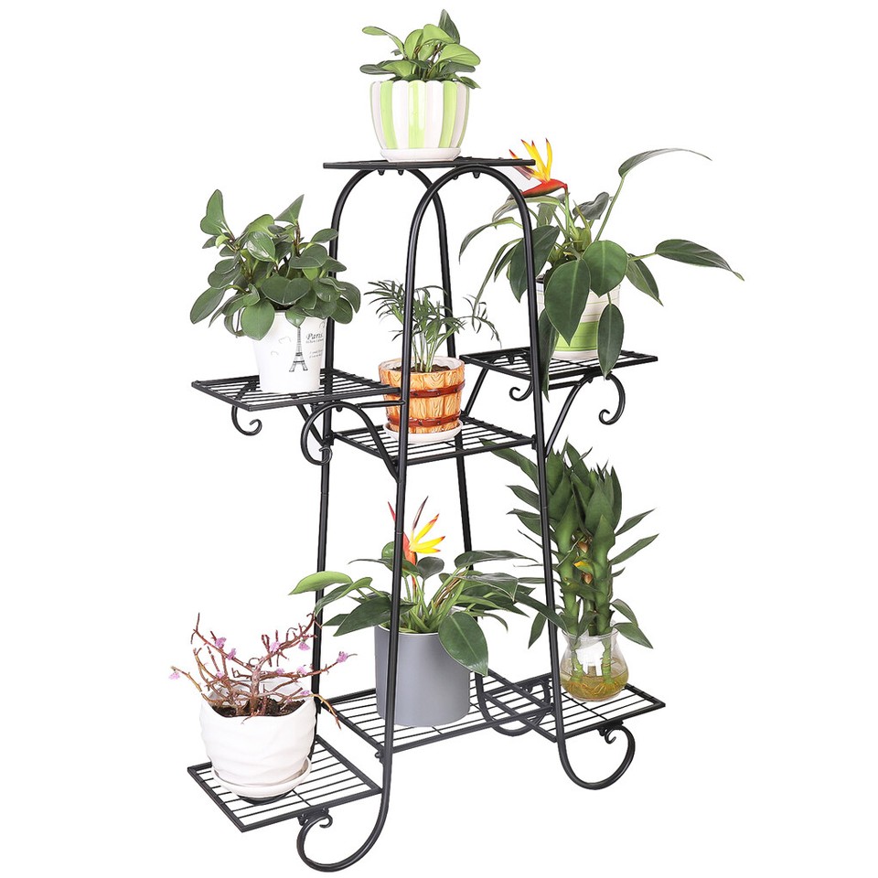 Metal Plant Stand Garden Patio Flower Rack Outdoor Indoor 3-Size ...
