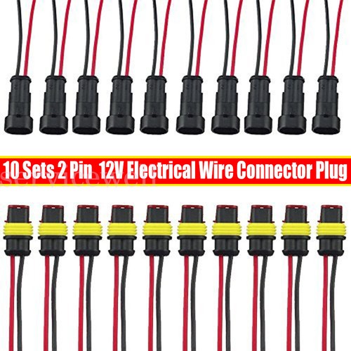 10 Set 2 Pin Way Waterproof Car ATV Electrical Wire Connector Plug ...