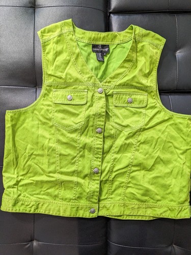 Carole Little Street Bright Green Fishing Style Vest Pockets 3X | eBay