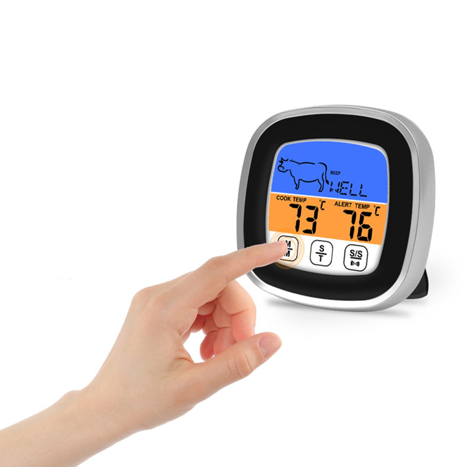 Food Cooking BBQ Thermometer Touch Screen Temperature Meter with Timer Probe | eBay