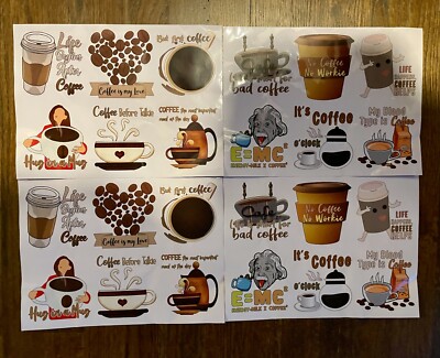 New COFFEE Vinyl Decal Stickers 2 Sheets High Quality funny humor pun ...