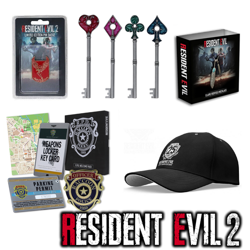 Resident Evil 2 Fanatic SET Welcome Pack RE2 Keys Necklace Pin Badge ...
