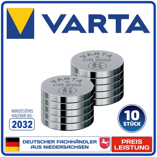 10 Stück VARTA CR2032 Knopfzellen 10x CR 2032 Batterien NEU *aus 2025 ...