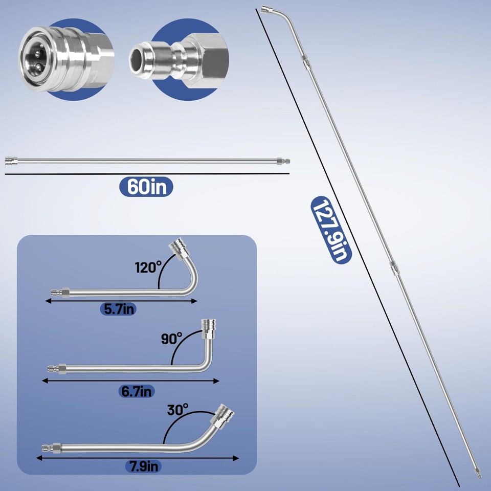 120 Pressure Washer Extension Wand,2 Pack 60 Inch Stainless Steel Power ...