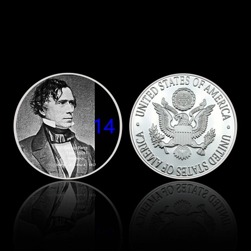 United States 14th President Commemorative Medal Franklin Pierce Silver ...