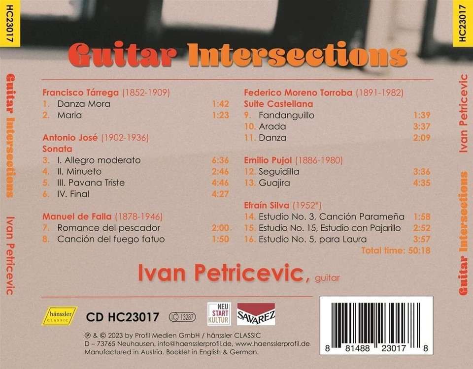 Francisco Tárrega Ivan Petricevic: Guitar Intersections (CD) Album (UK IMPORT) 881488230178 | eBay