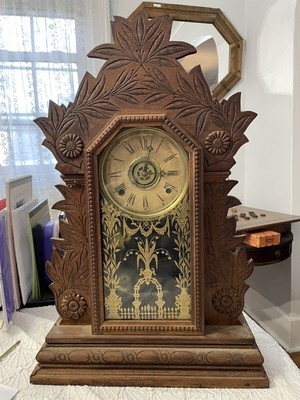 William Gilbert Clock #3 Clock parlor oak Mantle Clock works Great Has ...