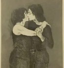 Signed Original 1930 Raphael Soyer Drawing "Kiss" (Framed, Matted ...