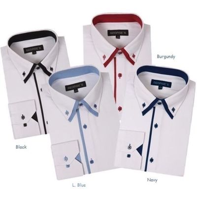 Men's Cotton Blend Solid Business Dress Shirt #618 Button-Down Double ...