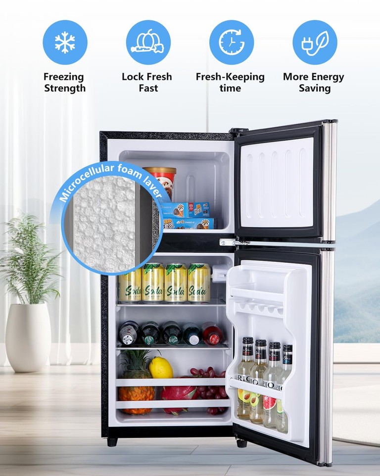 SILVER 3.5Cu.Ft Compact Refrigerator, Small Refrigerator & freezer ...