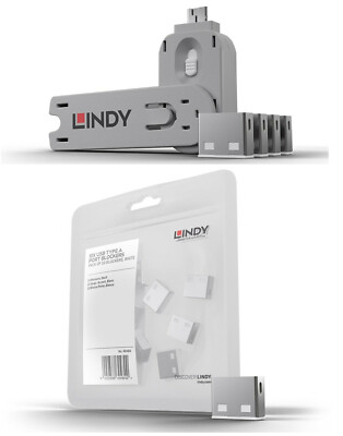 Lindy USB Port Blocker Pack of 4 with Key - 10 Pack Expansion Available ...