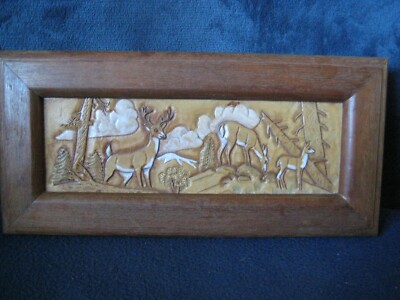 Hand Tooled Leather Wall Art ~ Deer And Landscape Design | eBay