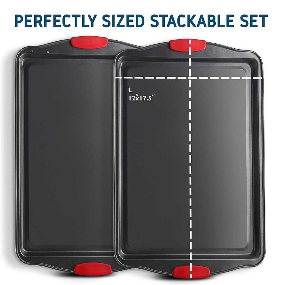 2 Piece Baking Sheet Pan Set Joytable Nonstick Steel Durable Large ...