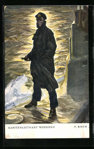 Künstler-ak sous-Marin, Kapitänleutnant Weddigen, Dans Sturm À Pont De ...