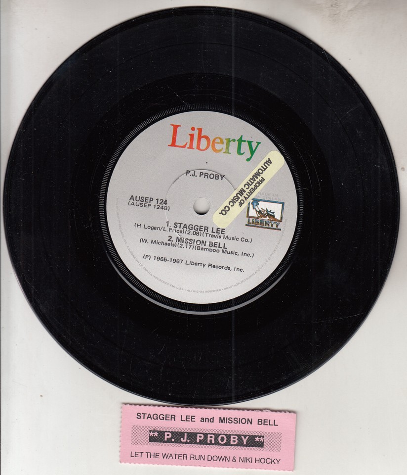 P.J. PROBY Let the water run down EP PICTURE SLEEVE 7" 45 rpm record ...