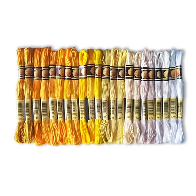 Floss Thread Skein 6 Strands Hand Embroidery Yellow Shades 22 Colors ...