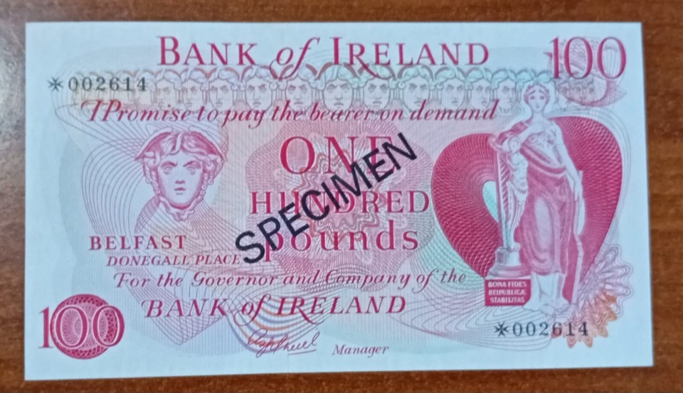 Northen Ireland Banknotes 100 Pounds 1978 Specimen UNC | eBay