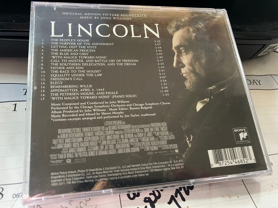 LINCOLN ORIGINAL MOTION PICTURE SOUNDTRACK CD JOHN WILLIAMS NEW/SEALED ...
