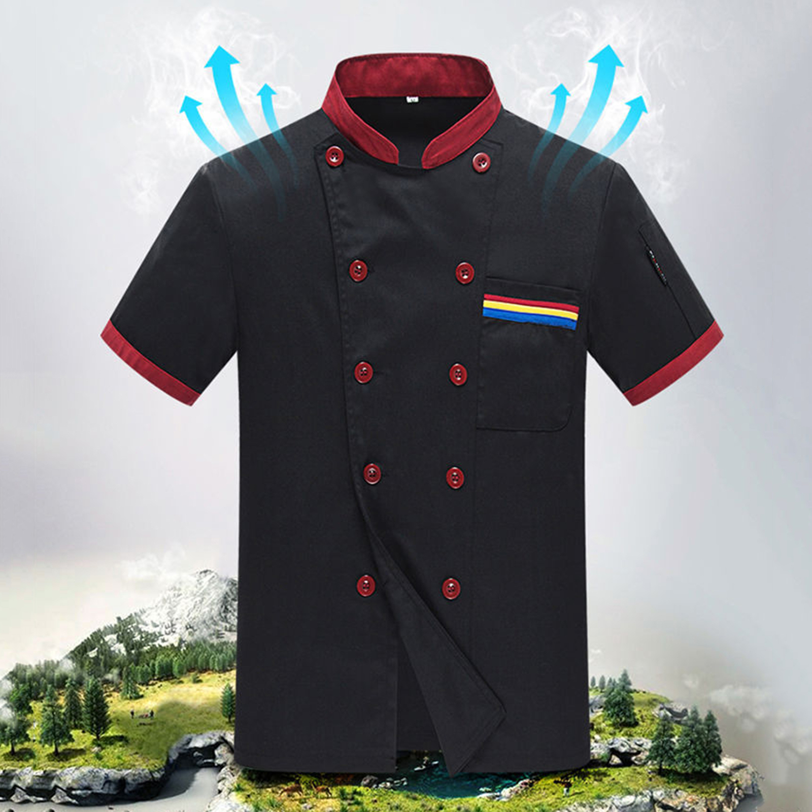 Chef Shirt Color Matching Kitchen Wear Moisture Absorption Chef Coat ...
