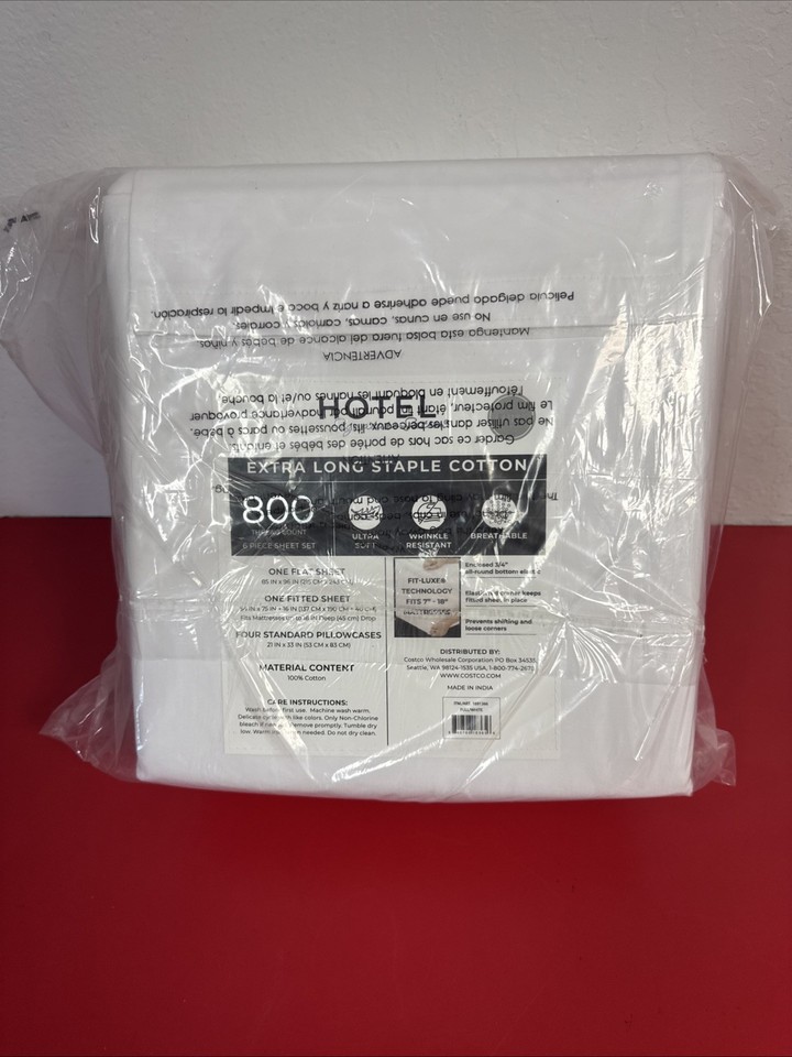 Hotel Signature 800 Thread Count Cotton 6-Piece Sheet Set Full White ...