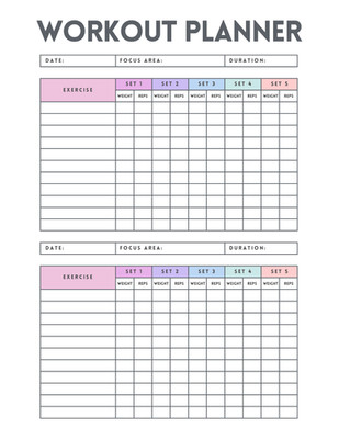 Digital PDF Colorful Clean Rainbow Fitness Log Workout Planner Instant ...