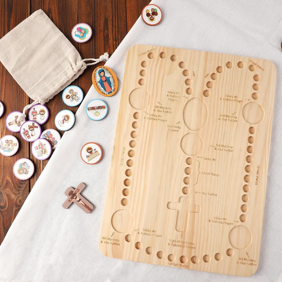 Wooden Rosary Board Catholic Gifts for ,Catholic Toys to Learn for Pray ...